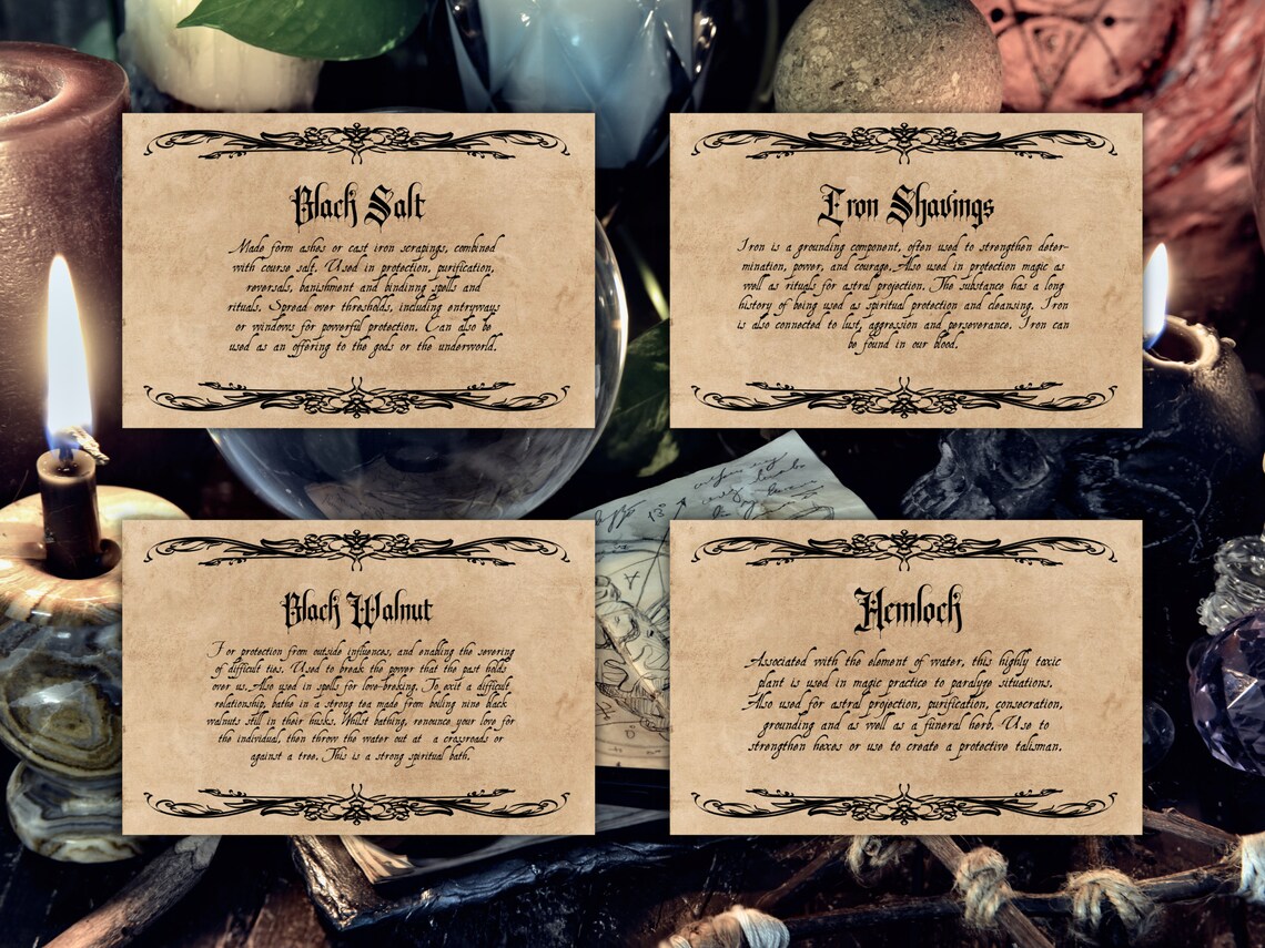 32 Black Magic Apothecary Labels: Printable Spell Ingredients (digital ...