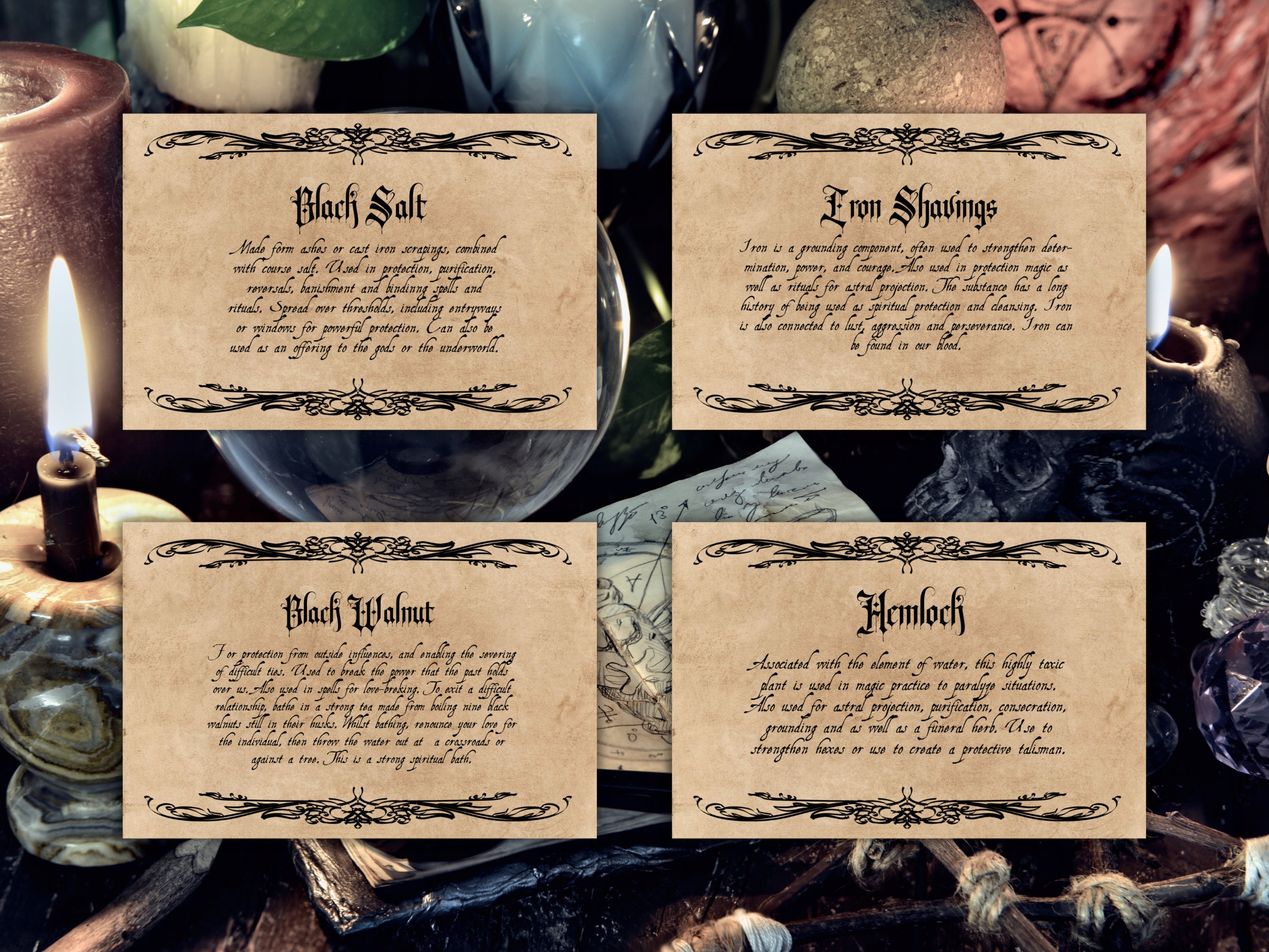 32 Black Magic Apothecary Labels: Printable Spell Ingredients (digital ...