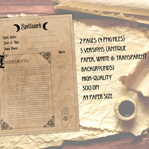 Printable Spellwork Templates | Spell Bottle Record Sheet | Witchcraft ...