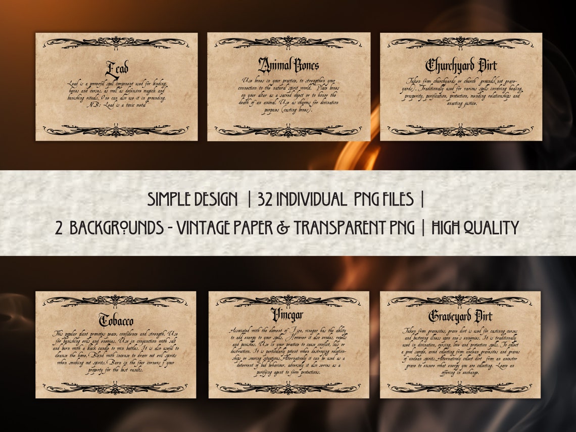 32 Black Magic Apothecary Labels: Printable Spell Ingredients (digital ...