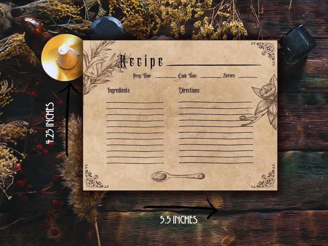 Printable Kitchen Witch Recipe Cards: Vintage Texture (PNG & PDF) - Etsy