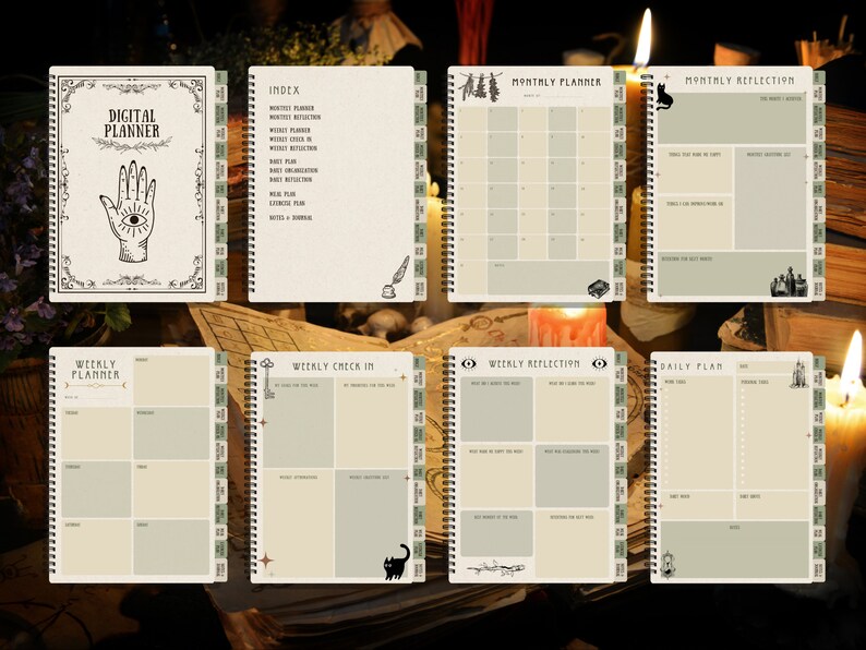 Witch-themed Digital Planner | Undated Planner | Minimal Design | 13 ...