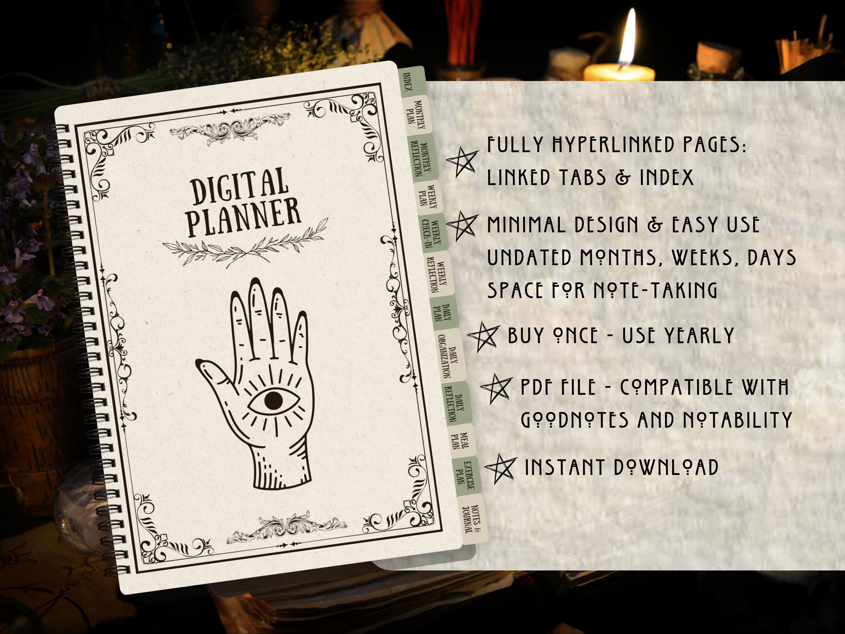 Witch-themed Digital Planner: Minimal Undated PDF (goodnotes ...