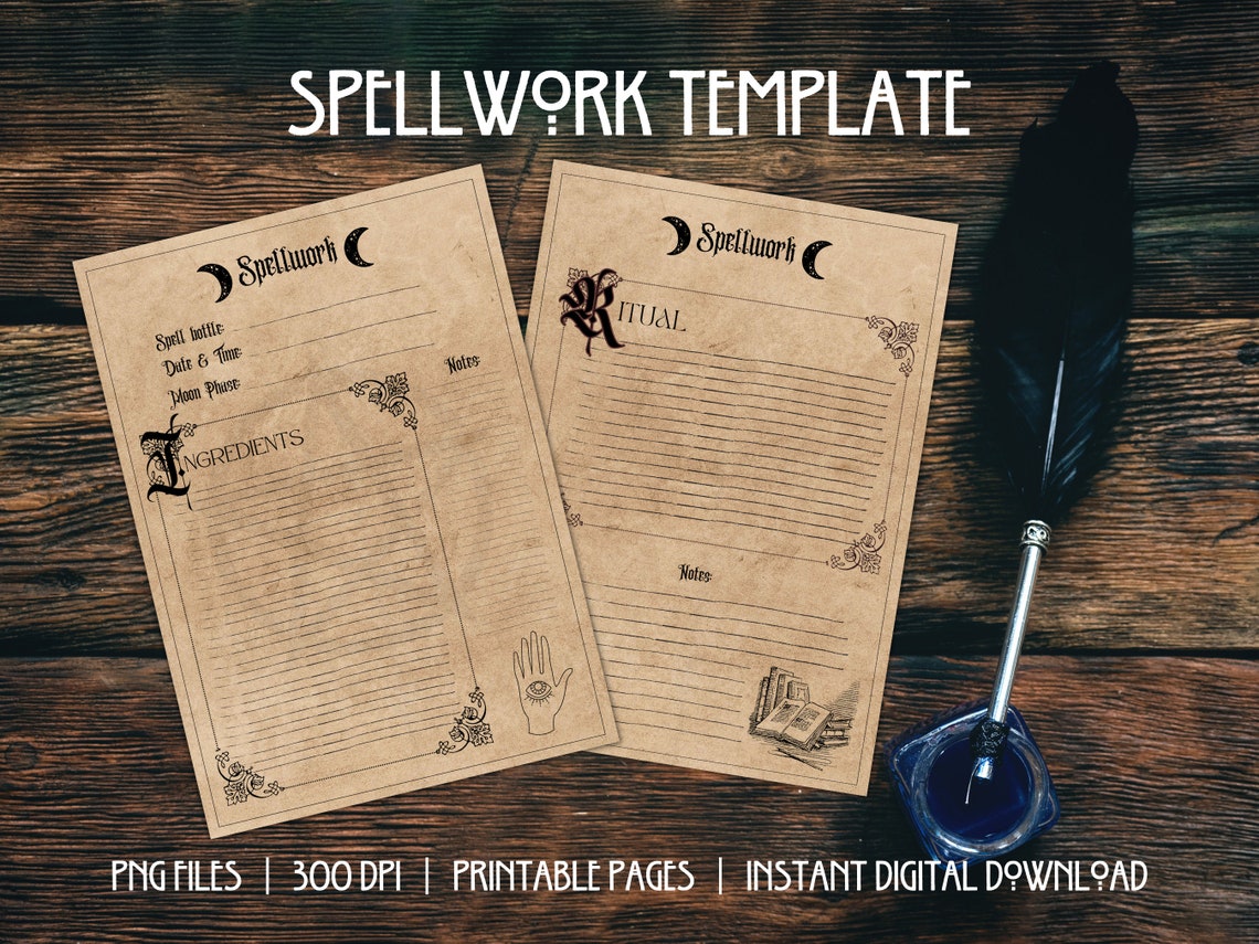 Printable Spellwork Templates | Spell Bottle Record Sheet | Witchcraft ...