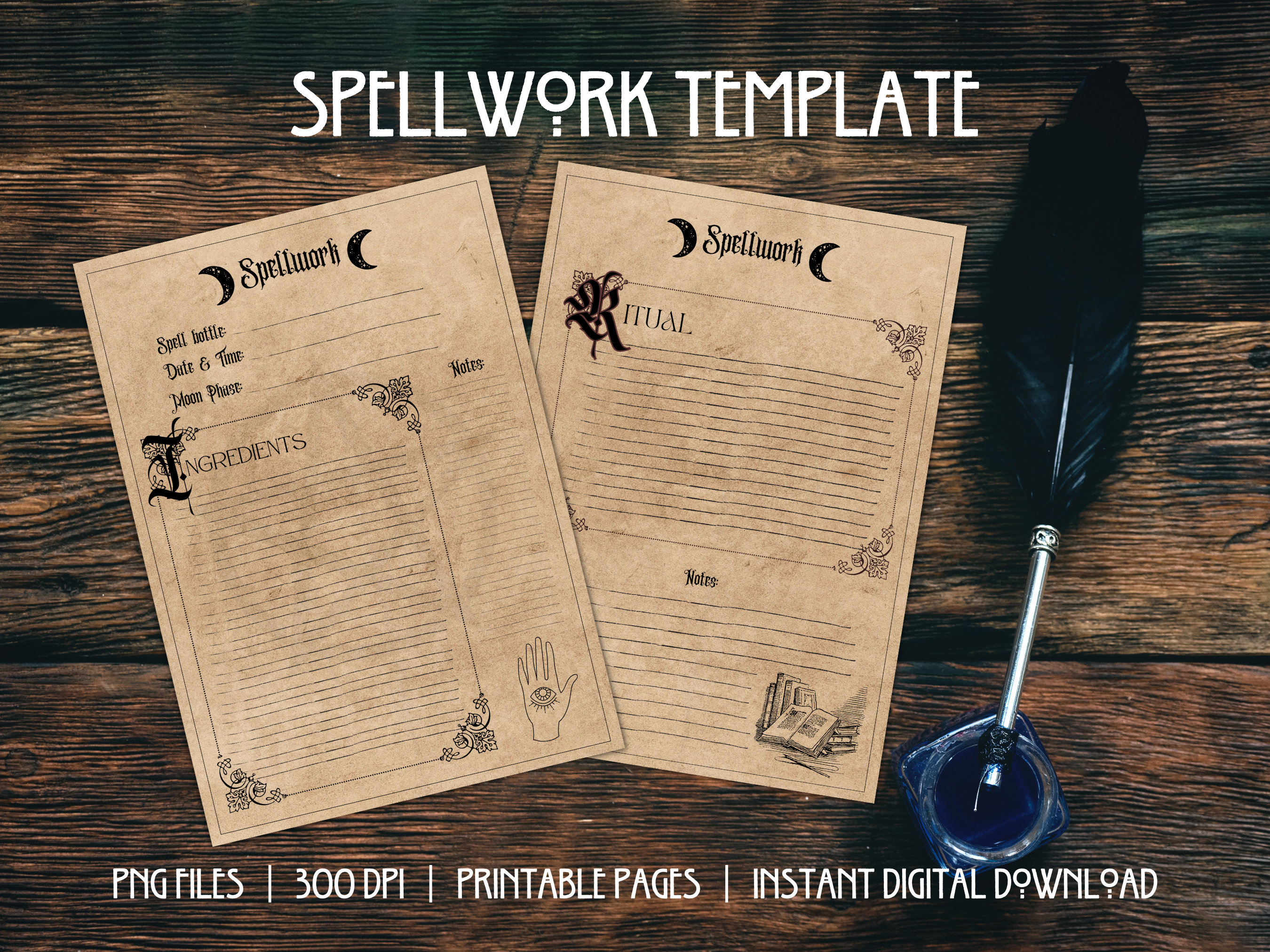 Printable Spellwork Templates | Spell Bottle Record Sheet | Witchcraft ...