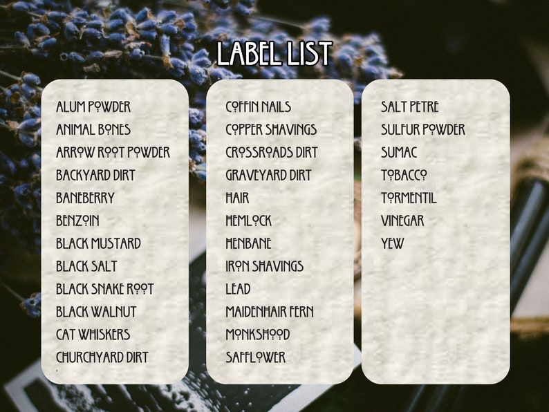 32 Black Magic Apothecary Labels: Printable Spell Ingredients (digital ...