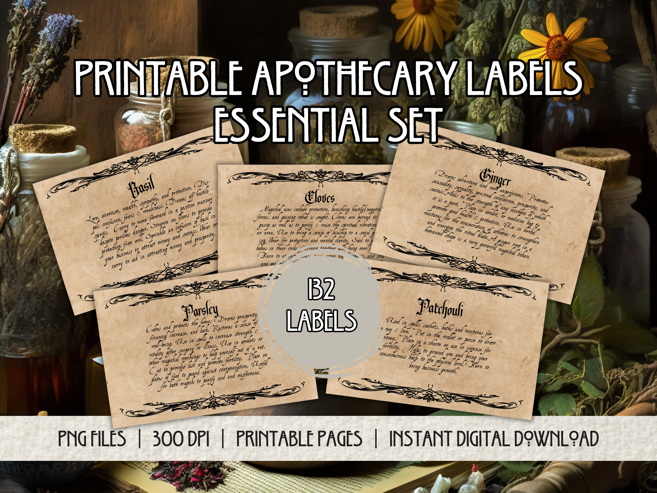 131 Printable Essential Apothecary Label Set | 4 X 6 Inches | Digital ...