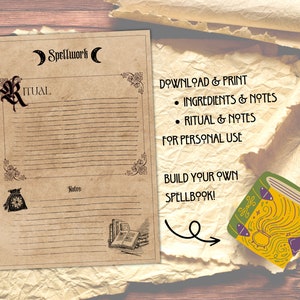 Printable Spellwork Templates | Spell Bottle Record Sheet | Witchcraft ...