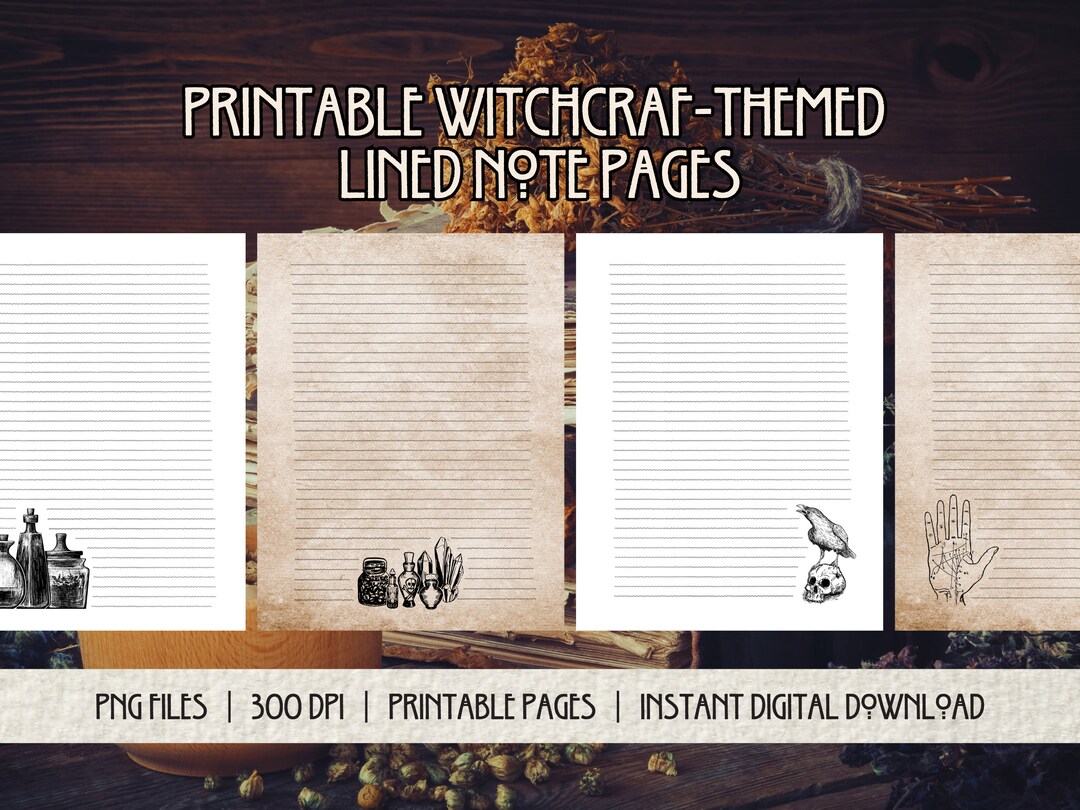 Printable Witchcraft-themed Note Pages | US Letter 8.5 X 11 Inches ...