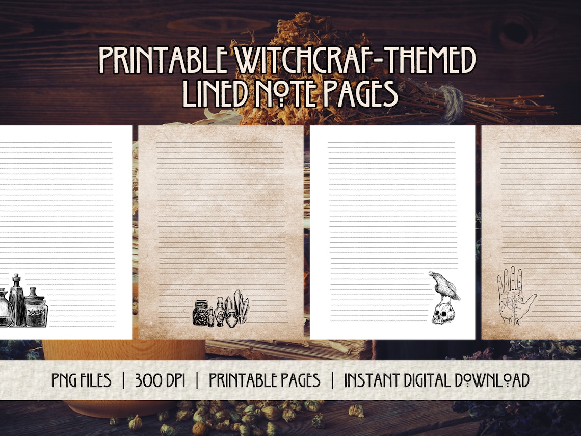 Printable Witchcraft-themed Note Pages | US Letter 8.5 X 11 Inches ...