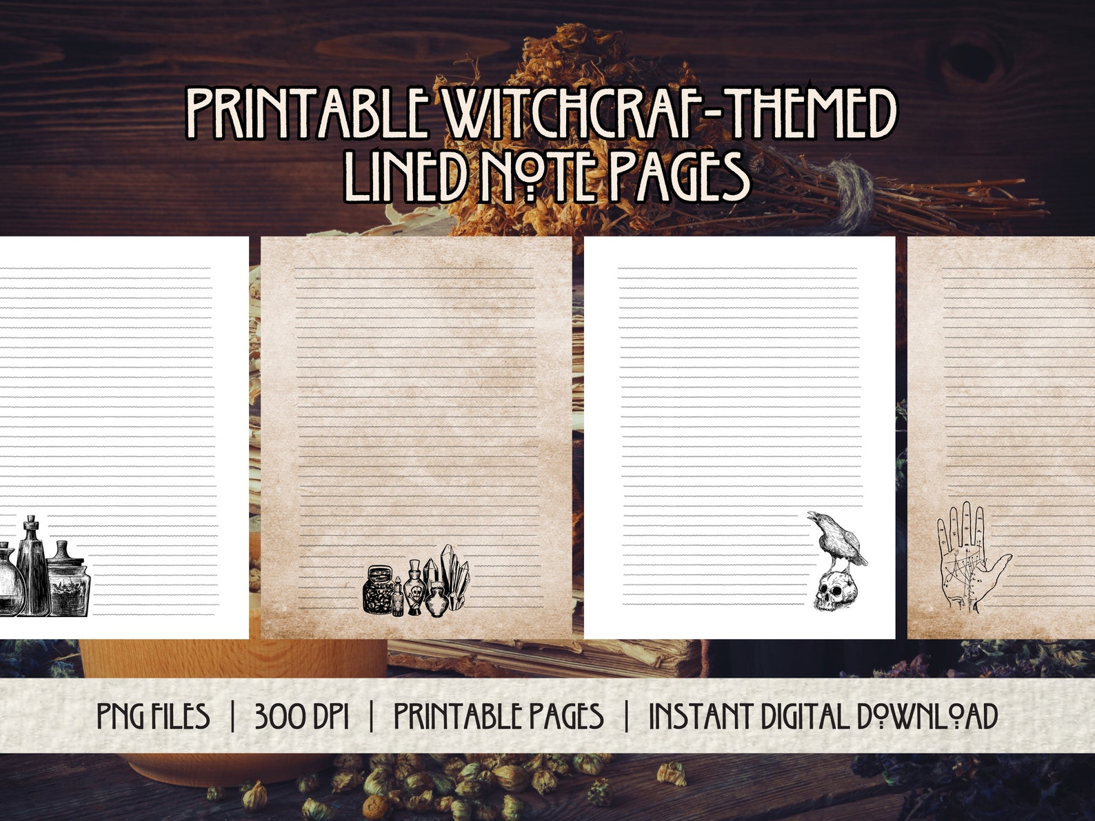 Printable Witchcraft-themed Note Pages | US Letter 8.5 X 11 Inches ...