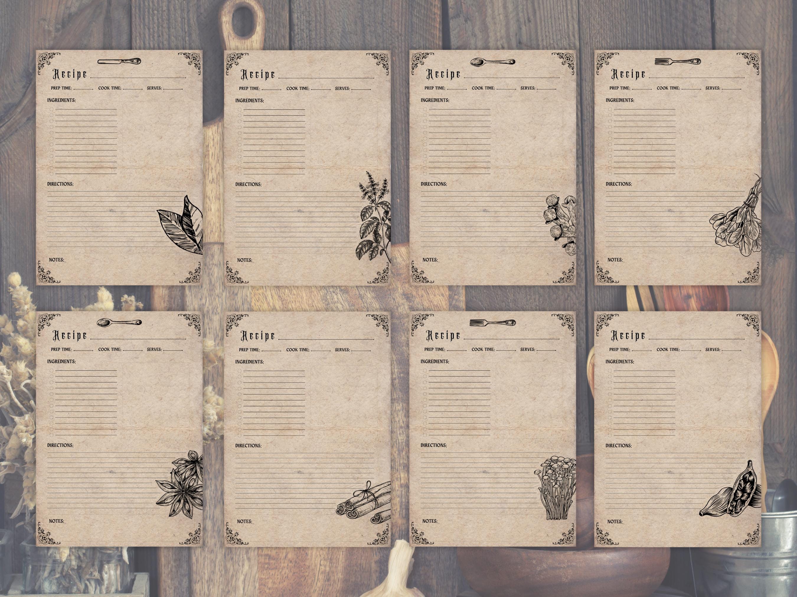Printable Kitchen Witch Recipe Pages: Vintage A4 (digital Download) - Etsy