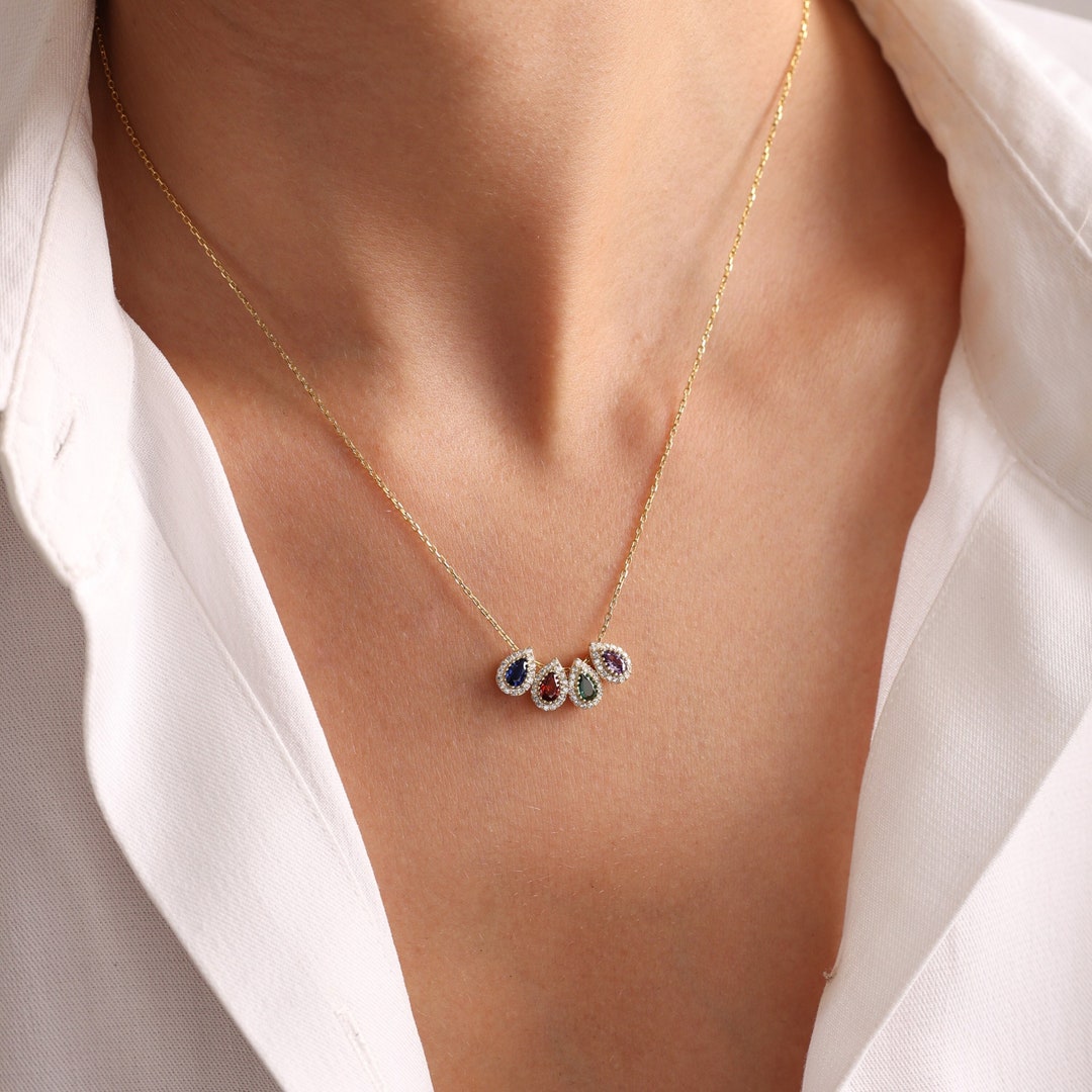 Mom Necklace Birthstone Necklace Family Necklace Family Birthstone ...