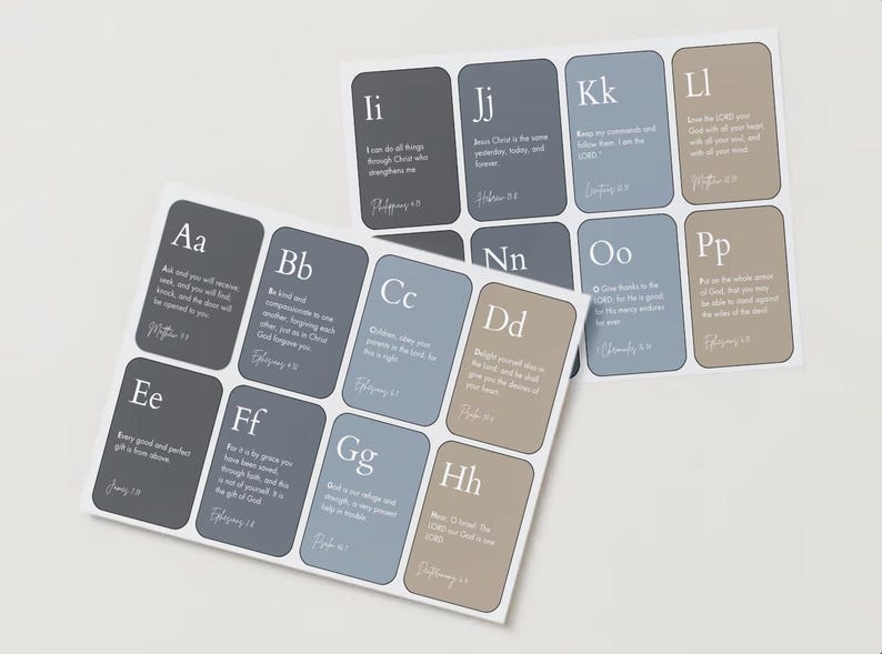 Bible ABC Flashcards Digital Gospel Based Alphabet Set Cards A-Z ...