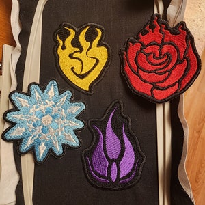 Team RWBY Embroidered Emblem Iron-on Patch SET Symbol Fabric Embroidery ...