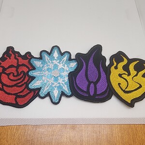Team RWBY Embroidered Emblem Iron-on Patch SET Symbol Fabric Embroidery ...