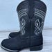 MENS COWBOY Boots Black Nubuck Snake Skin Square Toe Half Boots ...