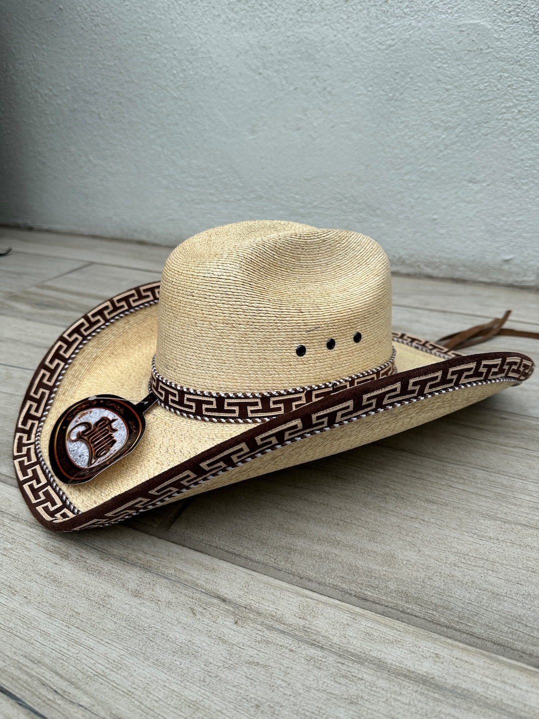 Authentic Sahuayo Palm Cowboy Hat Marlboro With Brown Band Vaquero Sun ...