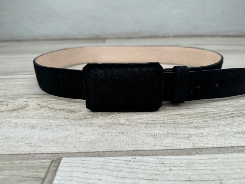 Men's Black Nubuck Snake Skin Belt Python Cinto Negro Nobuck - Stylish ...