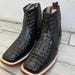 MENS COWBOY Boots Black Nubuck Snake Skin Square Toe Half Boots ...