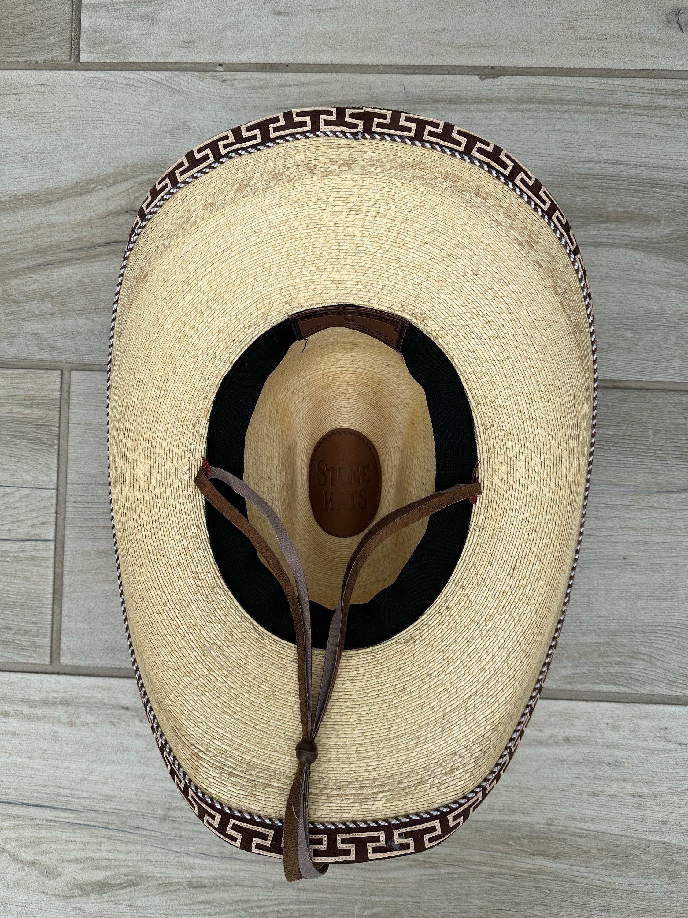 Authentic Sahuayo Palm Cowboy Hat Marlboro With Brown Band Vaquero Sun ...