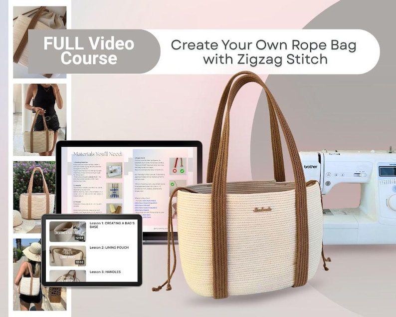 DIY Rope Bag – Step-by-step Video Course + PDF Sewing Guide | Cord Bag ...