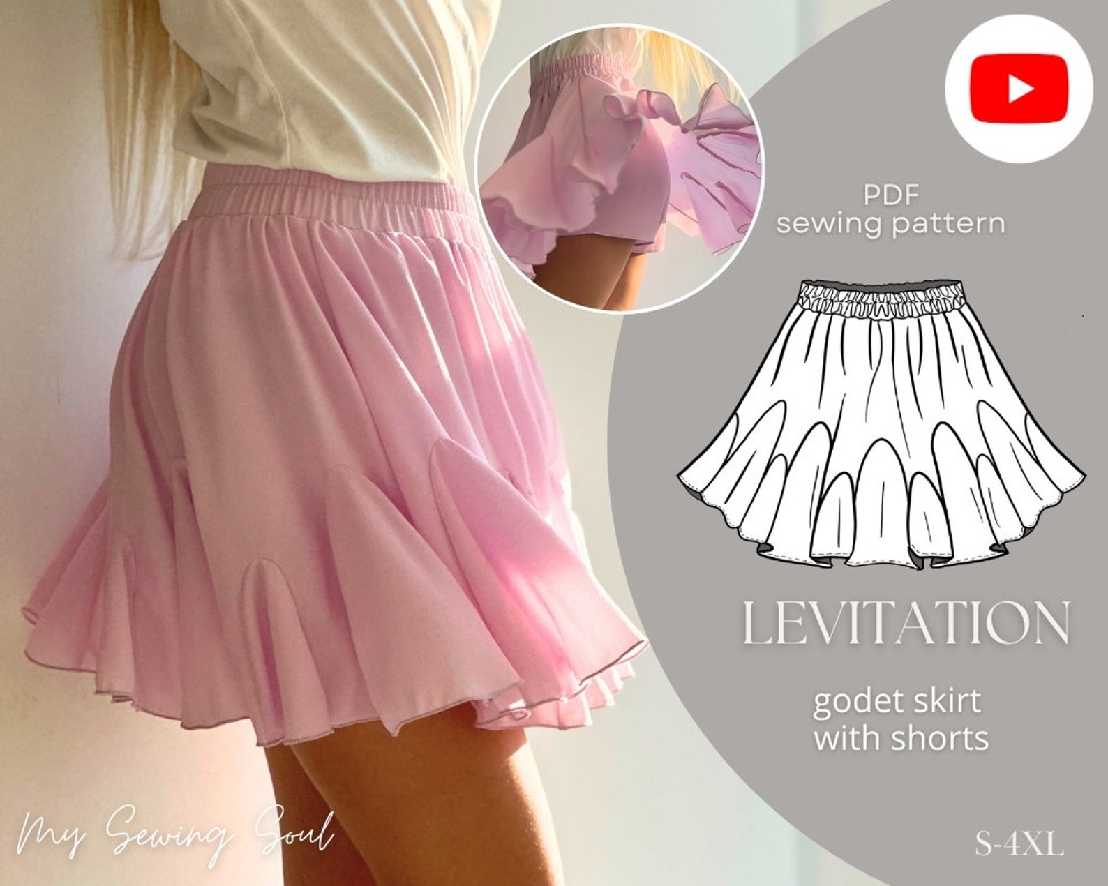 PDF Sewing Pattern Godet Mini Skirt With Shorts - Etsy