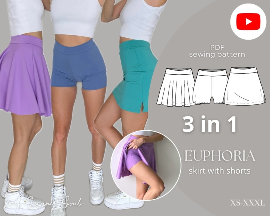 EUPHORIA Skort (skirt With Shorts) PDF Sewing Pattern - Etsy