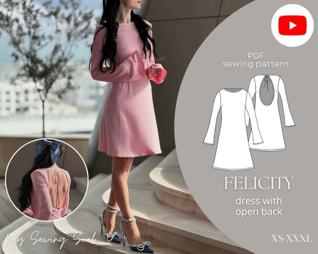 PDF Sewing Pattern Dress With Open Back - Etsy