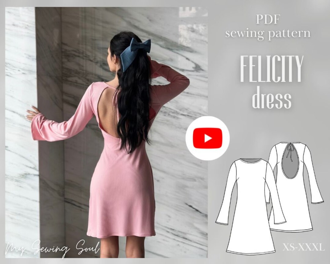 PDF Sewing Pattern Dress With Open Back - Etsy