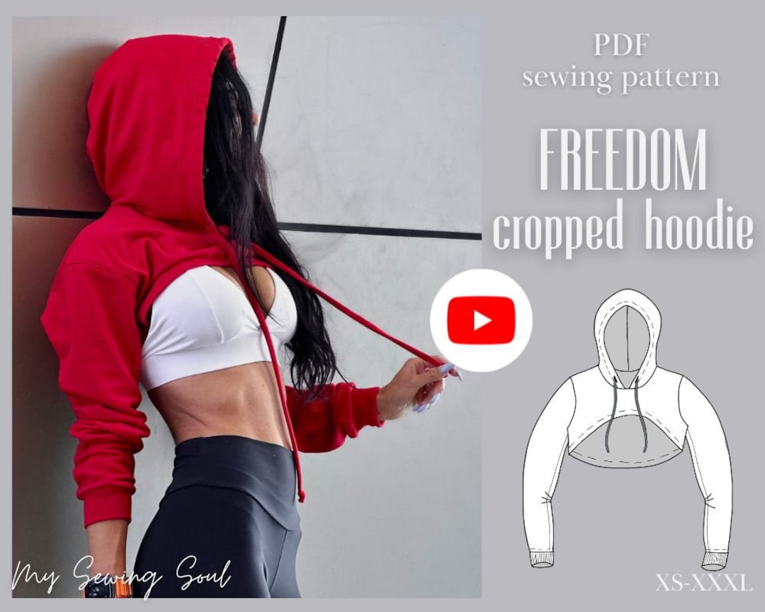 PDF Sewing Pattern Cropped Hoodie - Etsy