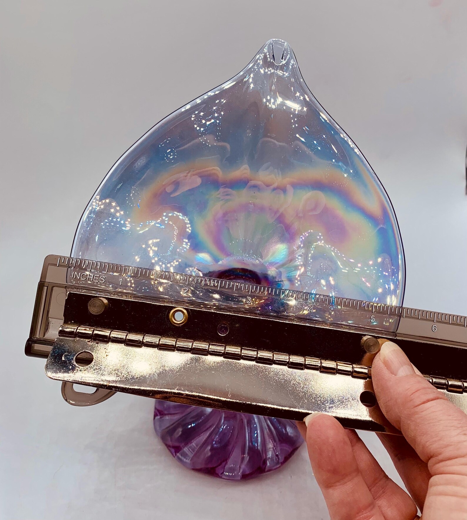 Vintage Art Glass Jack in the Pulpit Vase Lavender Carnival Signed Joe ...