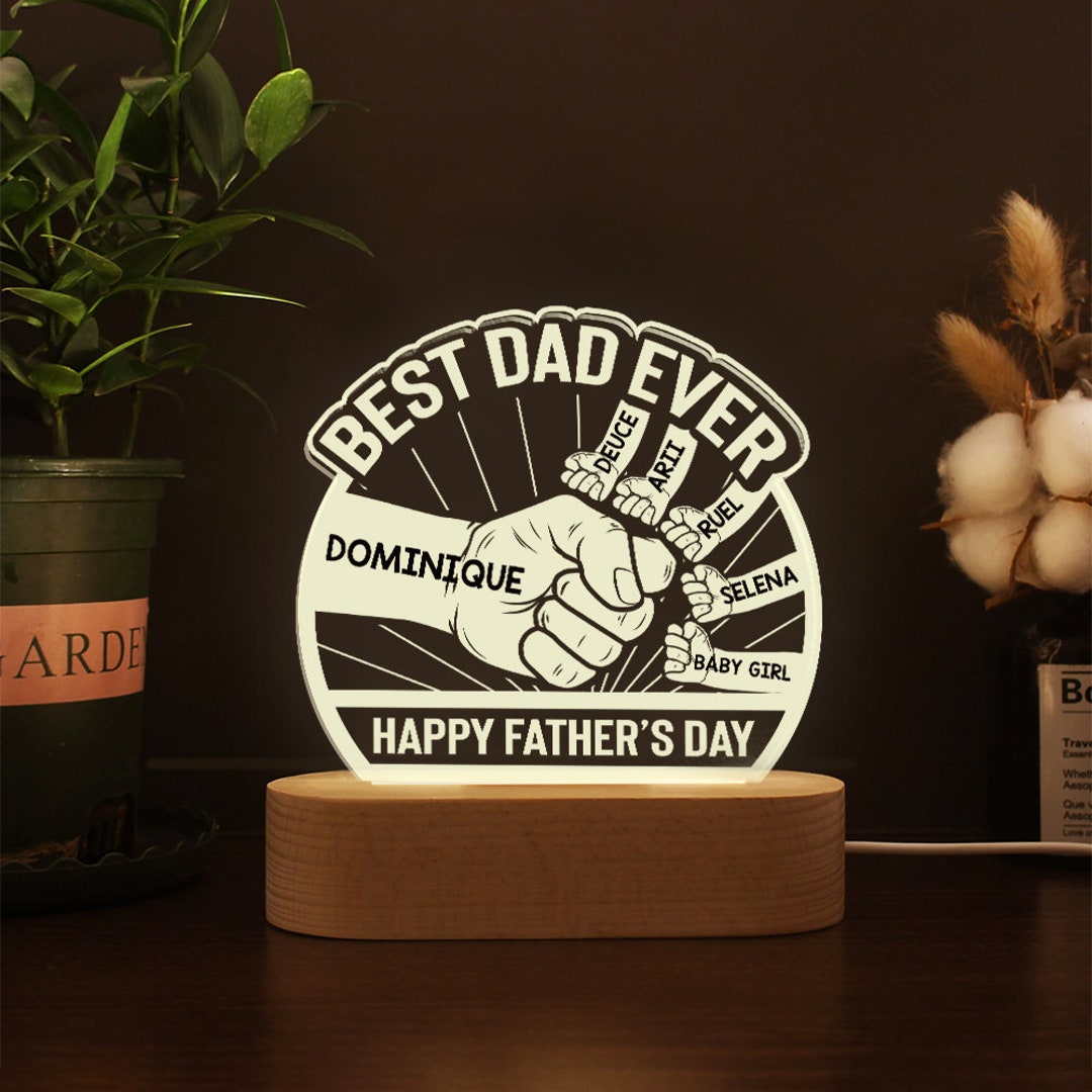 Best Dad Ever Hand Bump Night Light Father's Day Night - Etsy