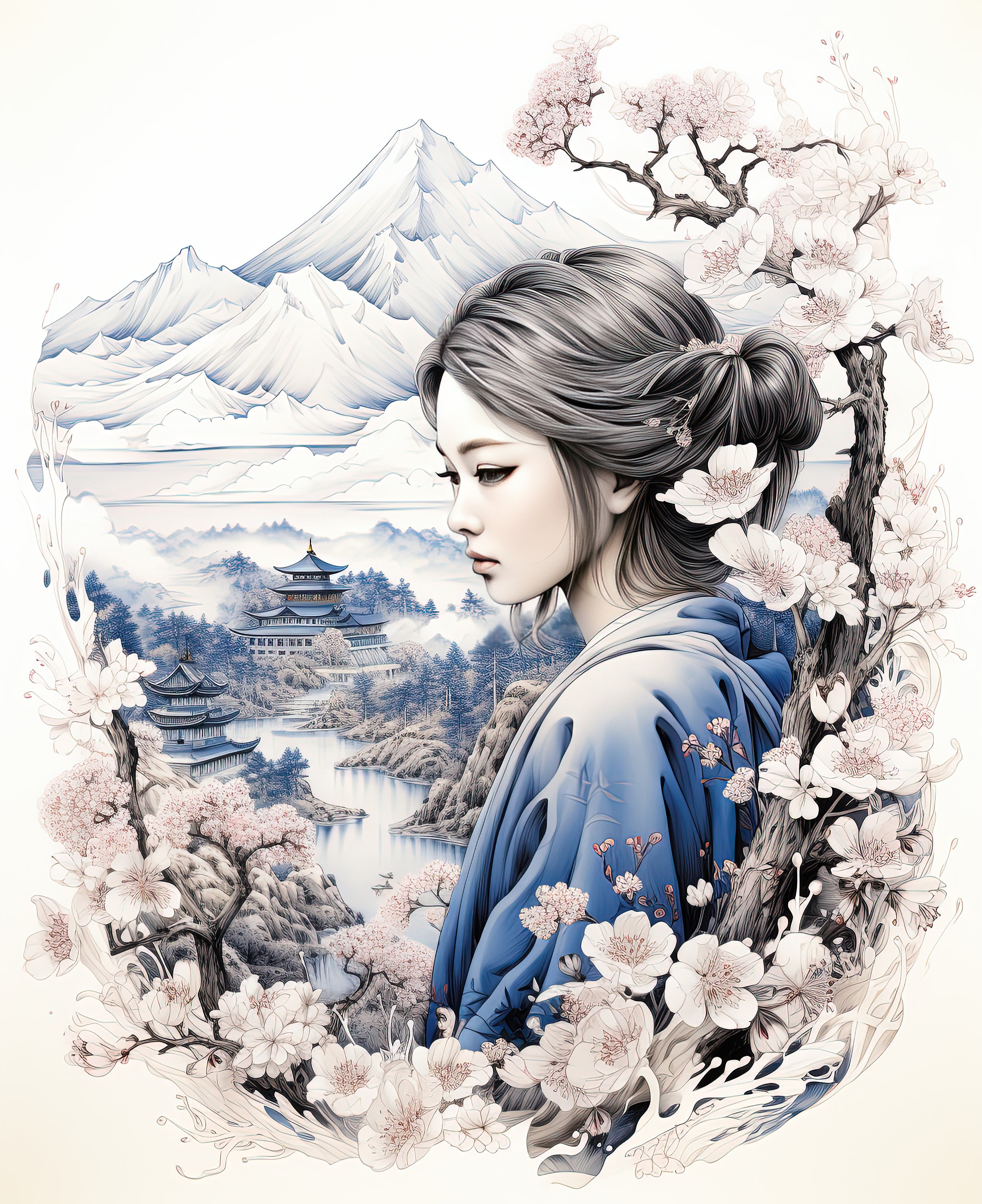 Japanese Landscape, Printable Art, Digital Download Art, Japanese Scene ...