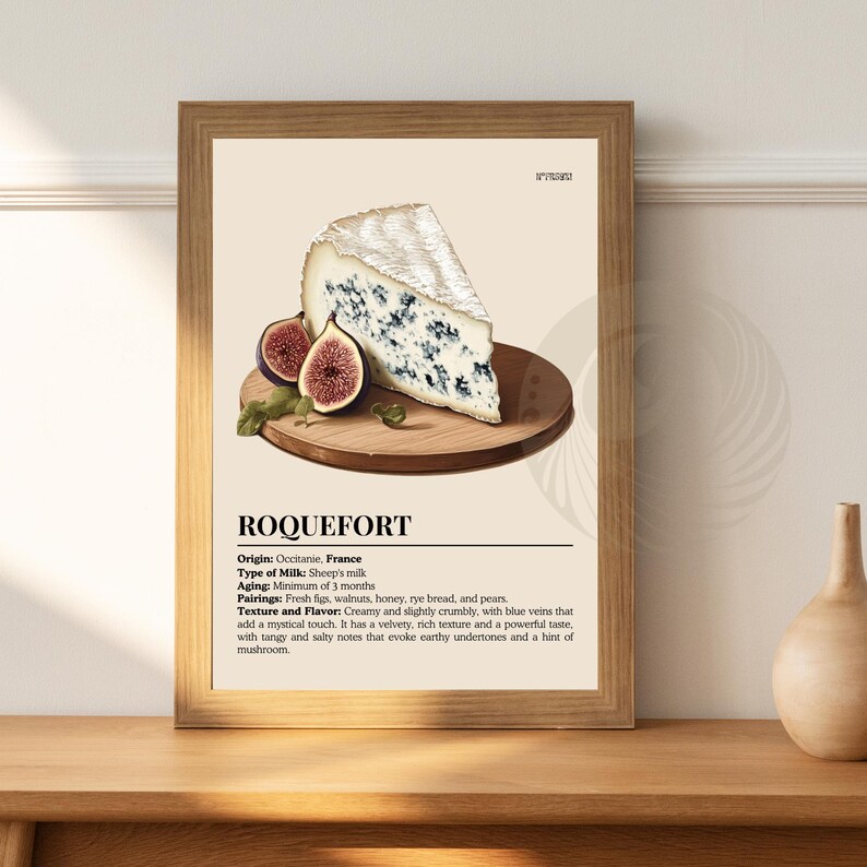 Kitchen Poster | Cheese Poster | Roquefort Print | Travel Souvenir ...