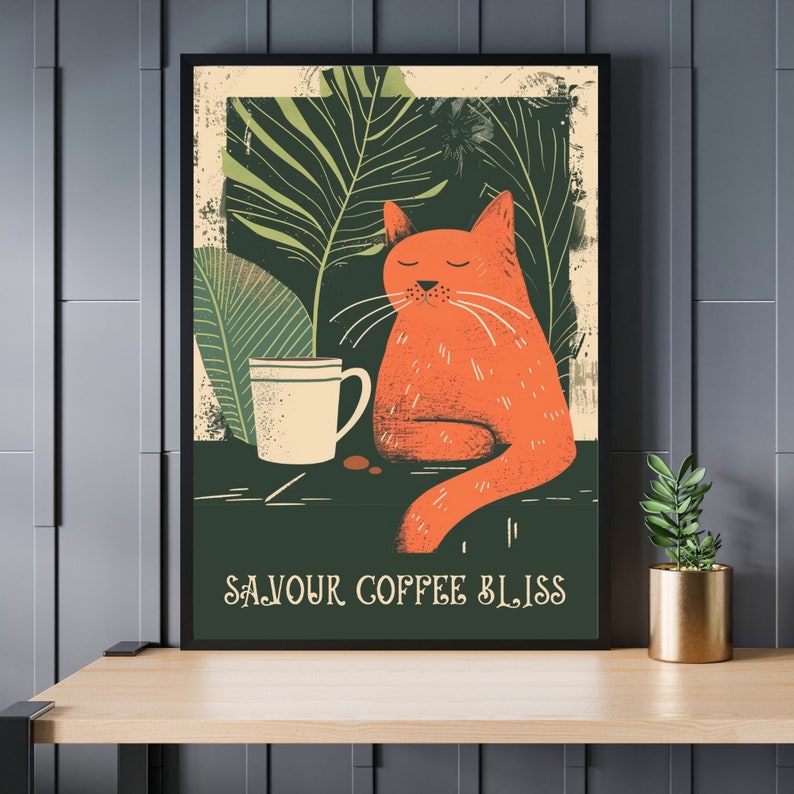 Poster Kitchen | Poster Café | Poster Cat | Gift Idea | Digital Poster ...