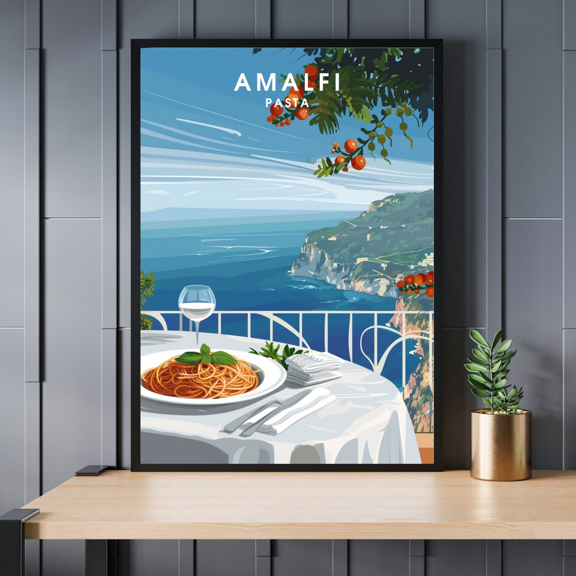 Kitchen Poster | Amalfi Poster | Pasta Poster | Travel Souvenir | Gift ...