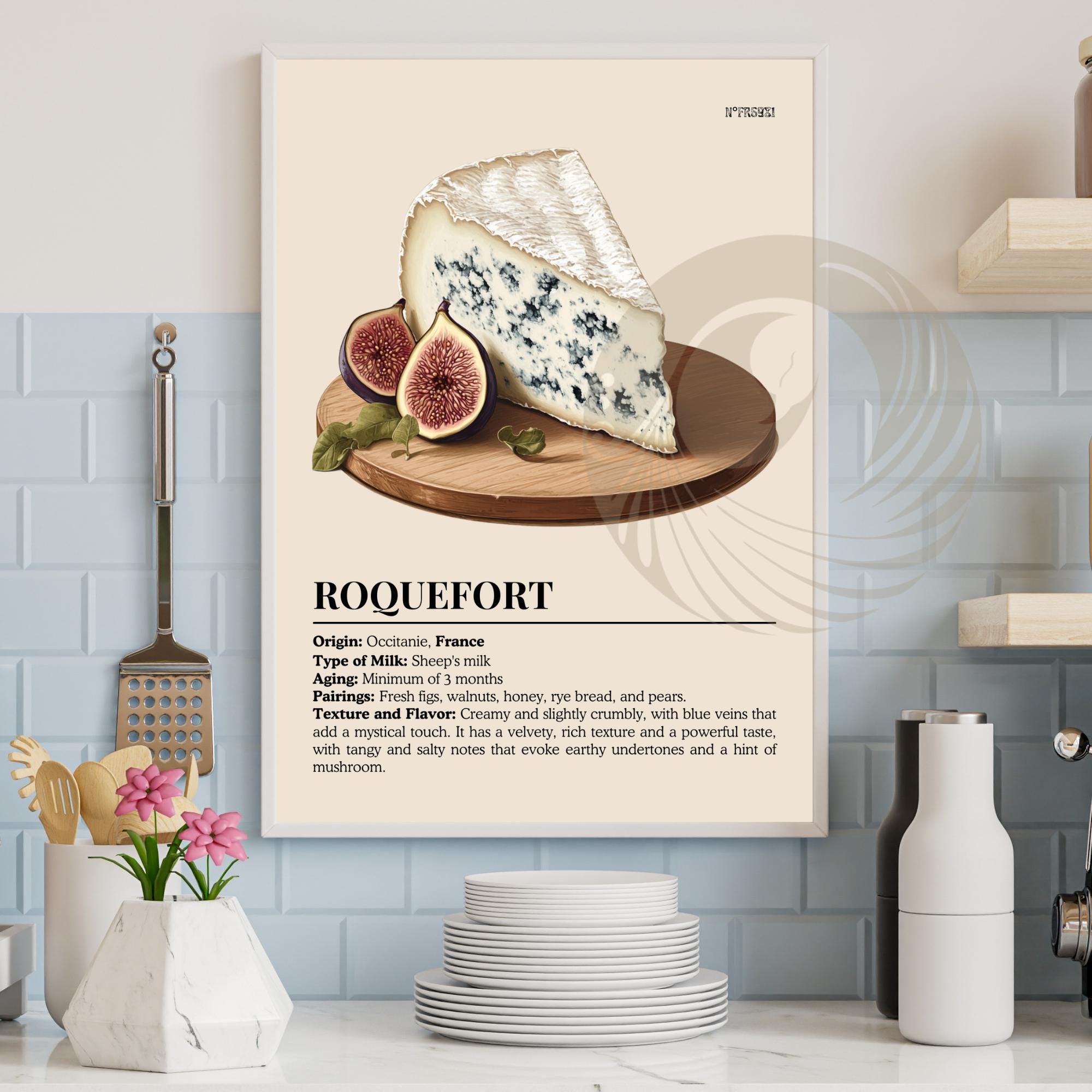 Kitchen Poster | Cheese Poster | Roquefort Print | Travel Souvenir ...