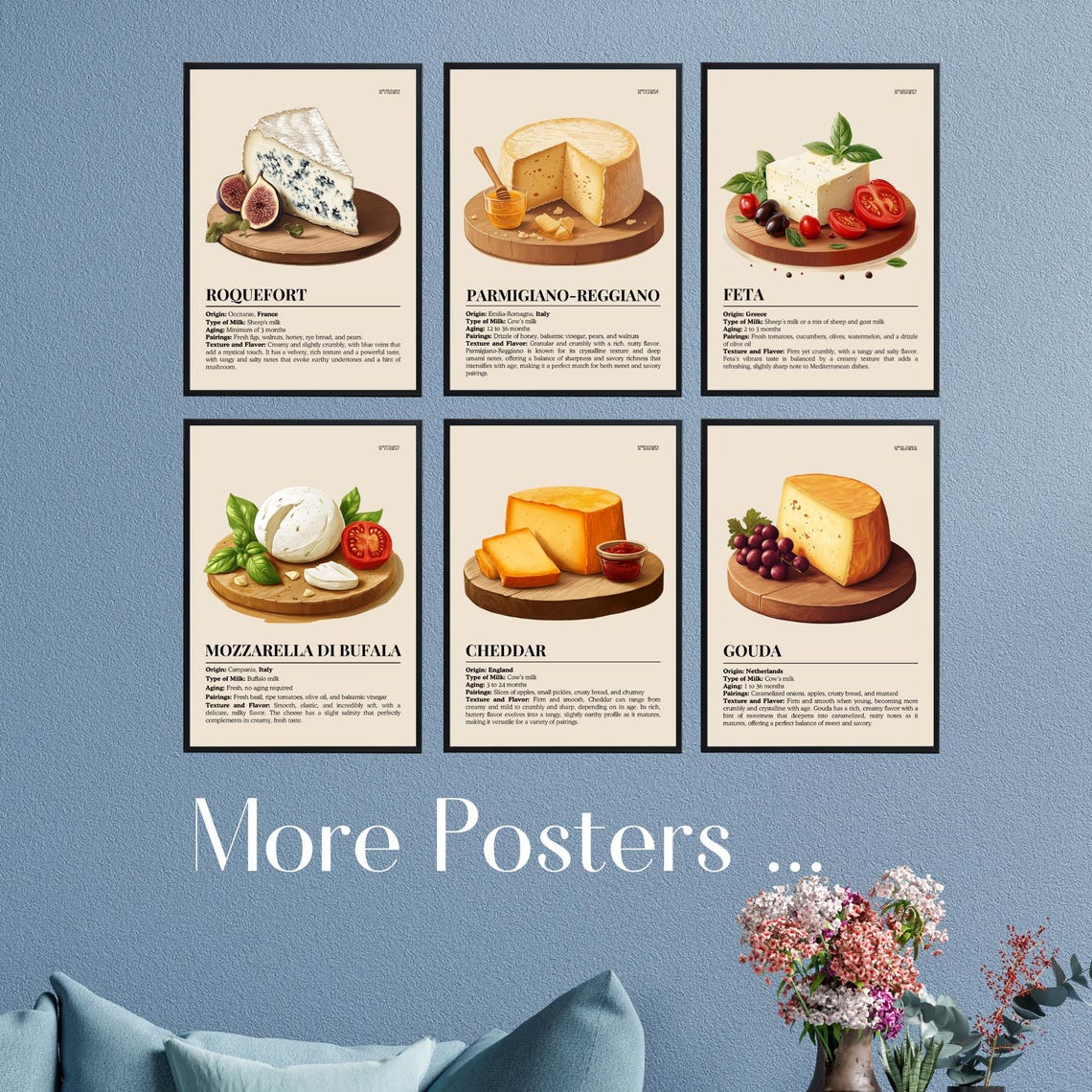 Kitchen Poster | Cheese Poster | Roquefort Print | Travel Souvenir ...
