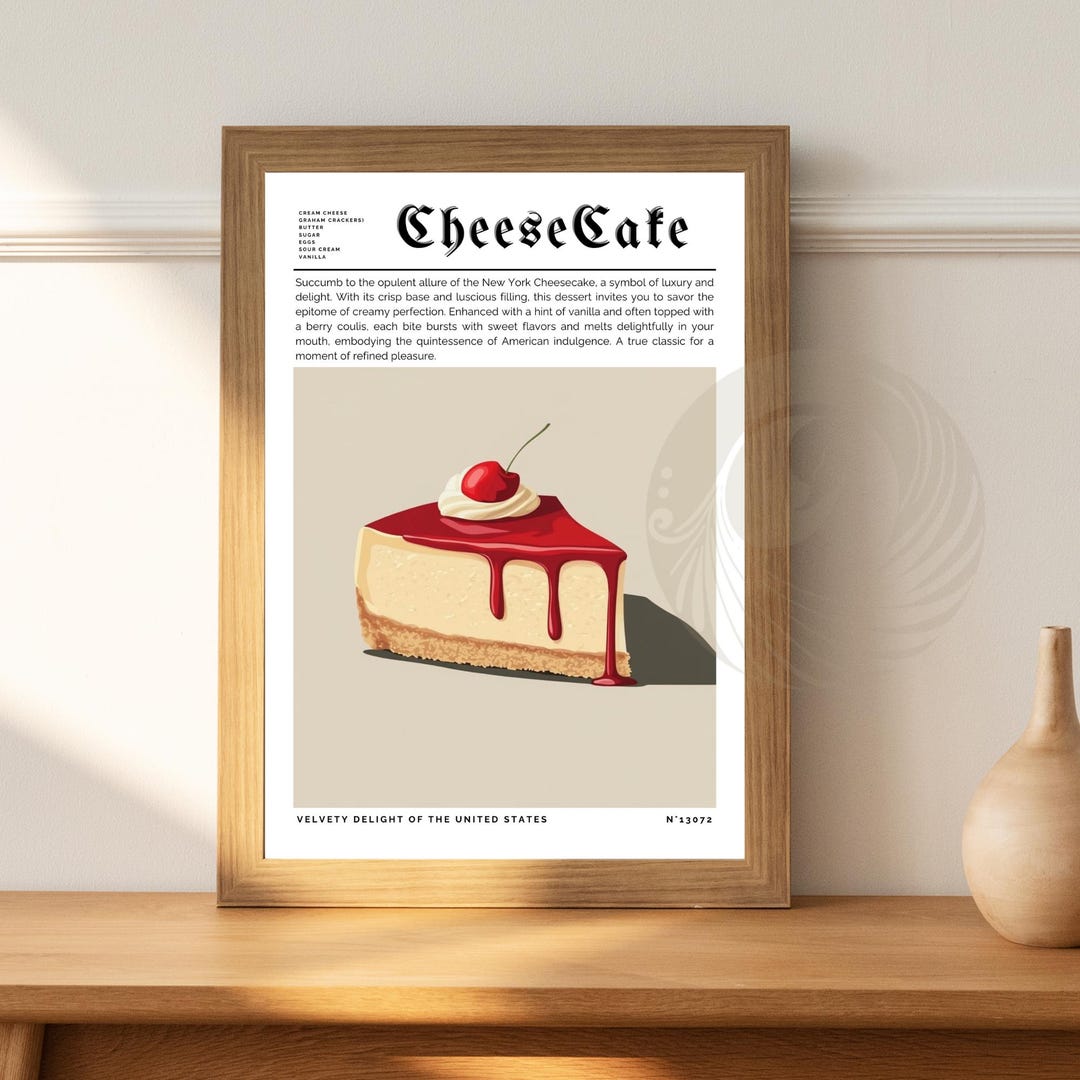 Kitchen Poster | Cheesecake Print | United States Poster | Travel ...