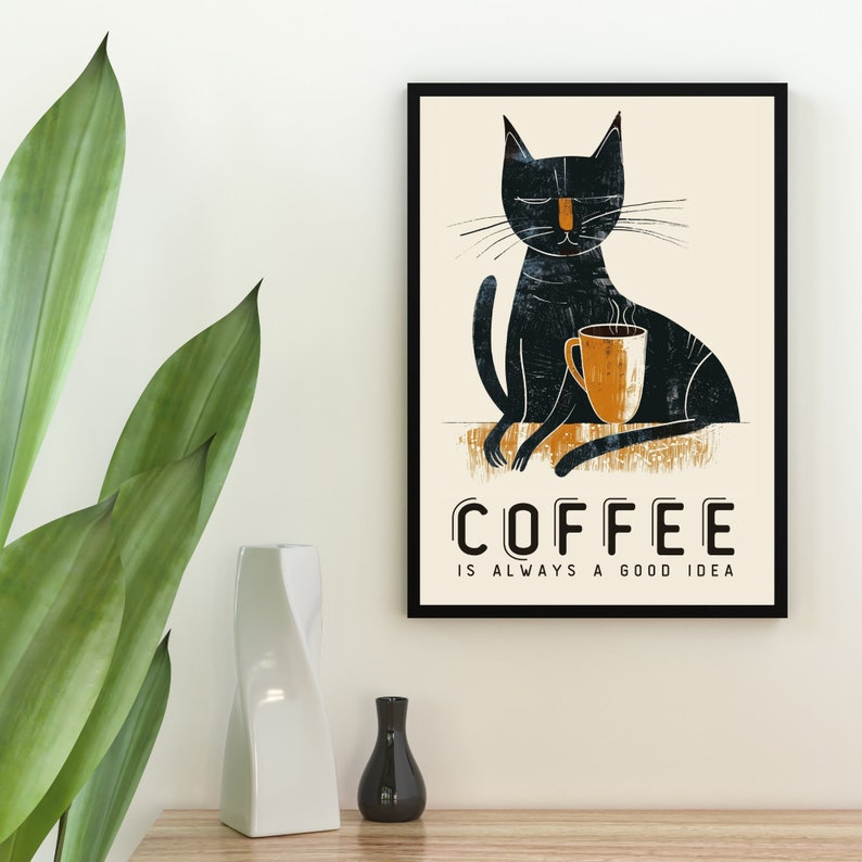Poster Kitchen | Poster Café | Poster Cat | Gift Idea | Digital Poster ...