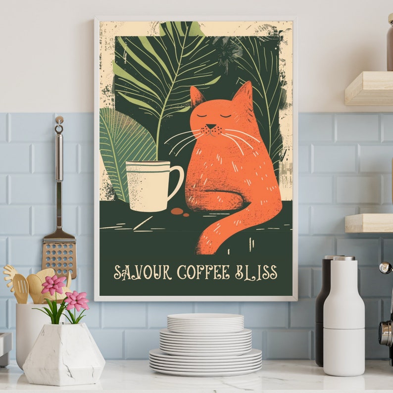 Poster Kitchen | Poster Café | Poster Cat | Gift Idea | Digital Poster ...