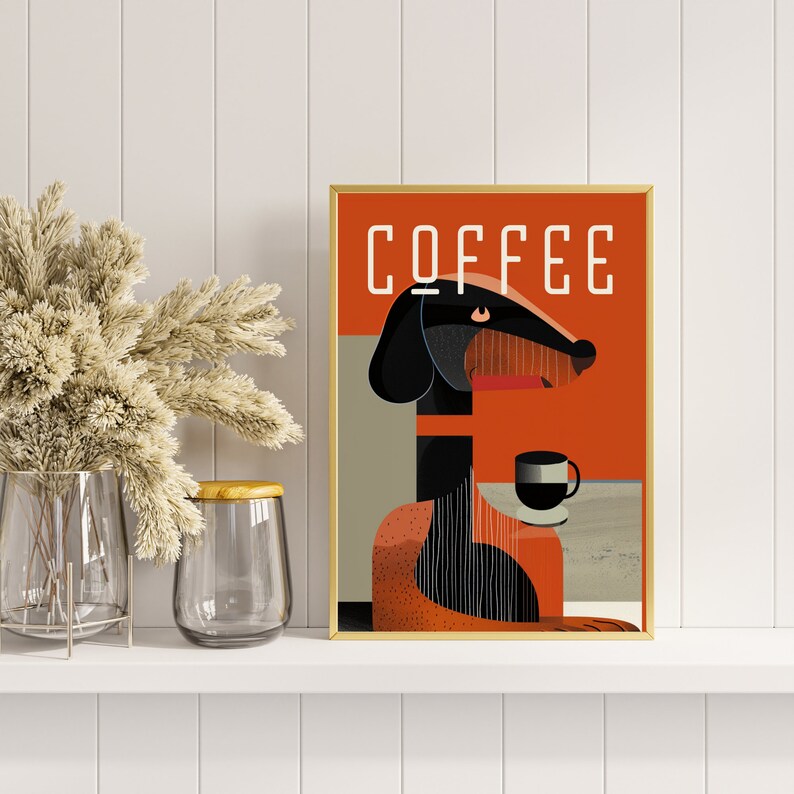 Digital Poster Coffee | Dog Poster | Gift Idea | PDF - Etsy