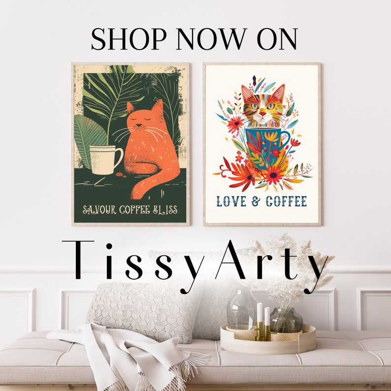 Poster Kitchen | Poster Café | Poster Cat | Gift Idea | Digital Poster ...