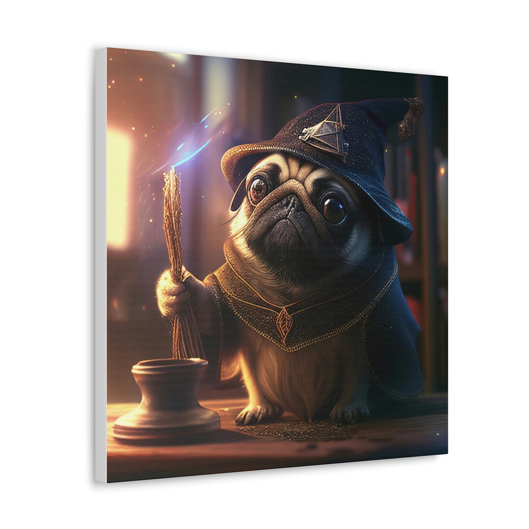 Wizard Pug Canvas Print Optional Personalization Ready to - Etsy