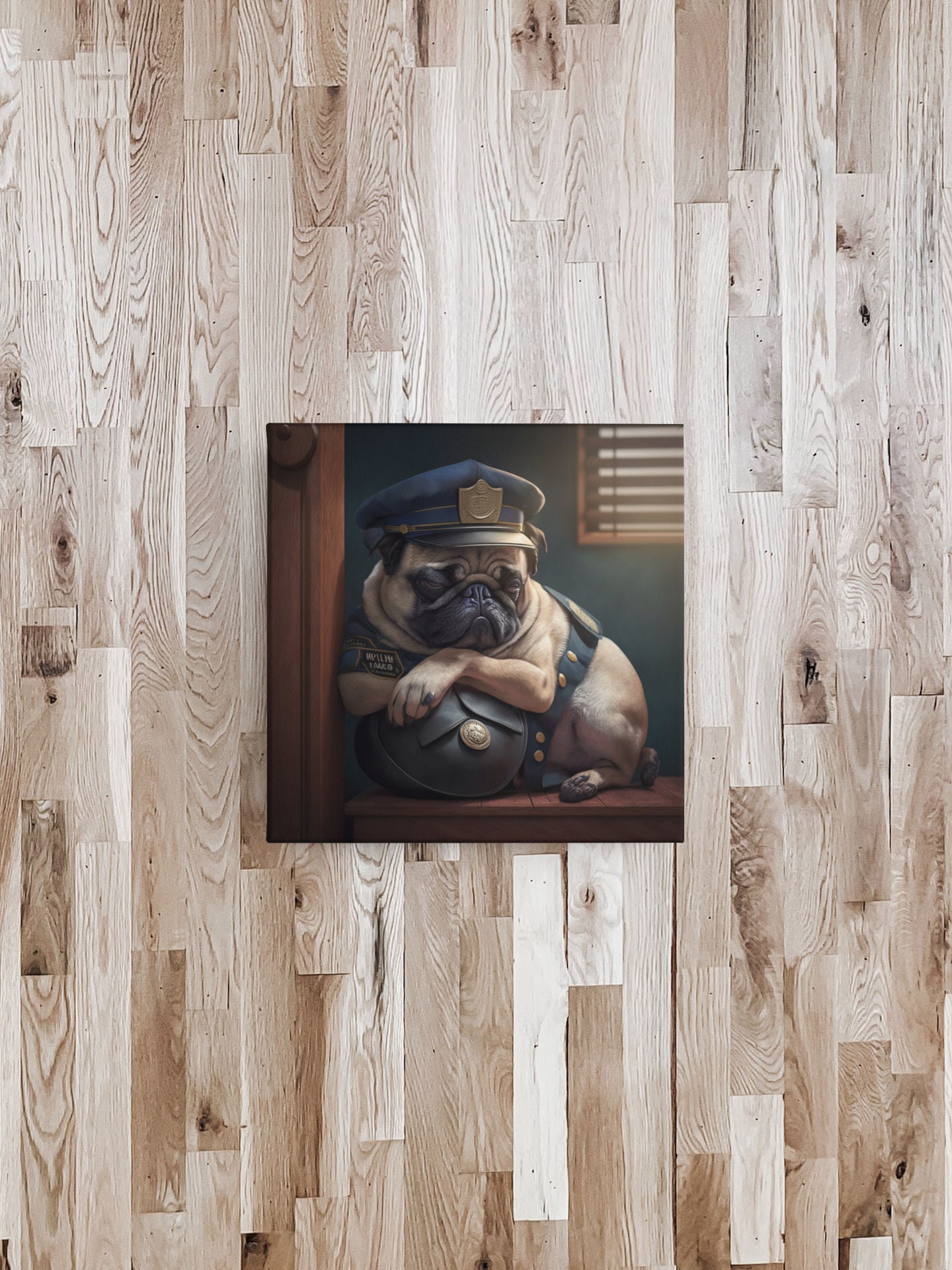 Sleepy Police Officer Pug Canvas Optional Personalization - Etsy