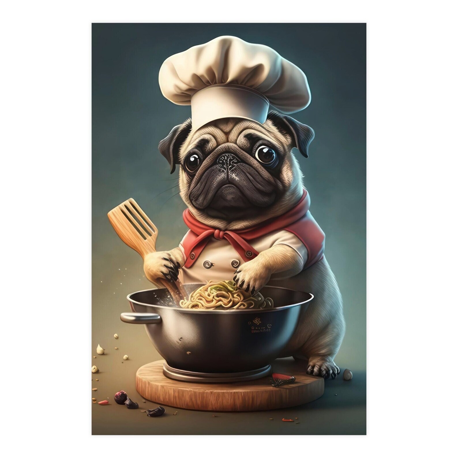 Chef Pug Poster Matte Finish Pug Poster Pug Wall Art Pug Wall Decor Pug ...