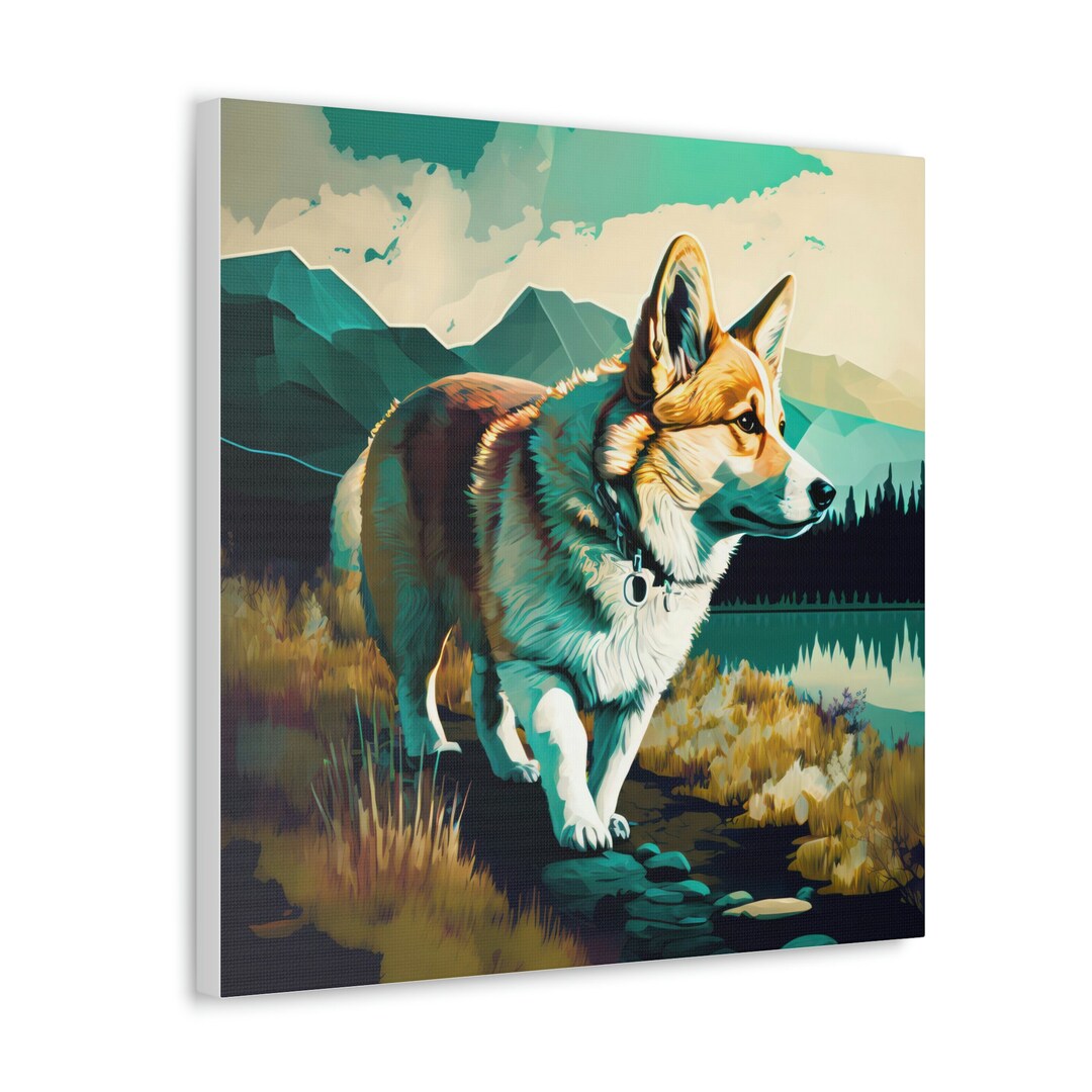 Abstract Wilderness Corgi Canvas Print Optional Personalization Ready ...
