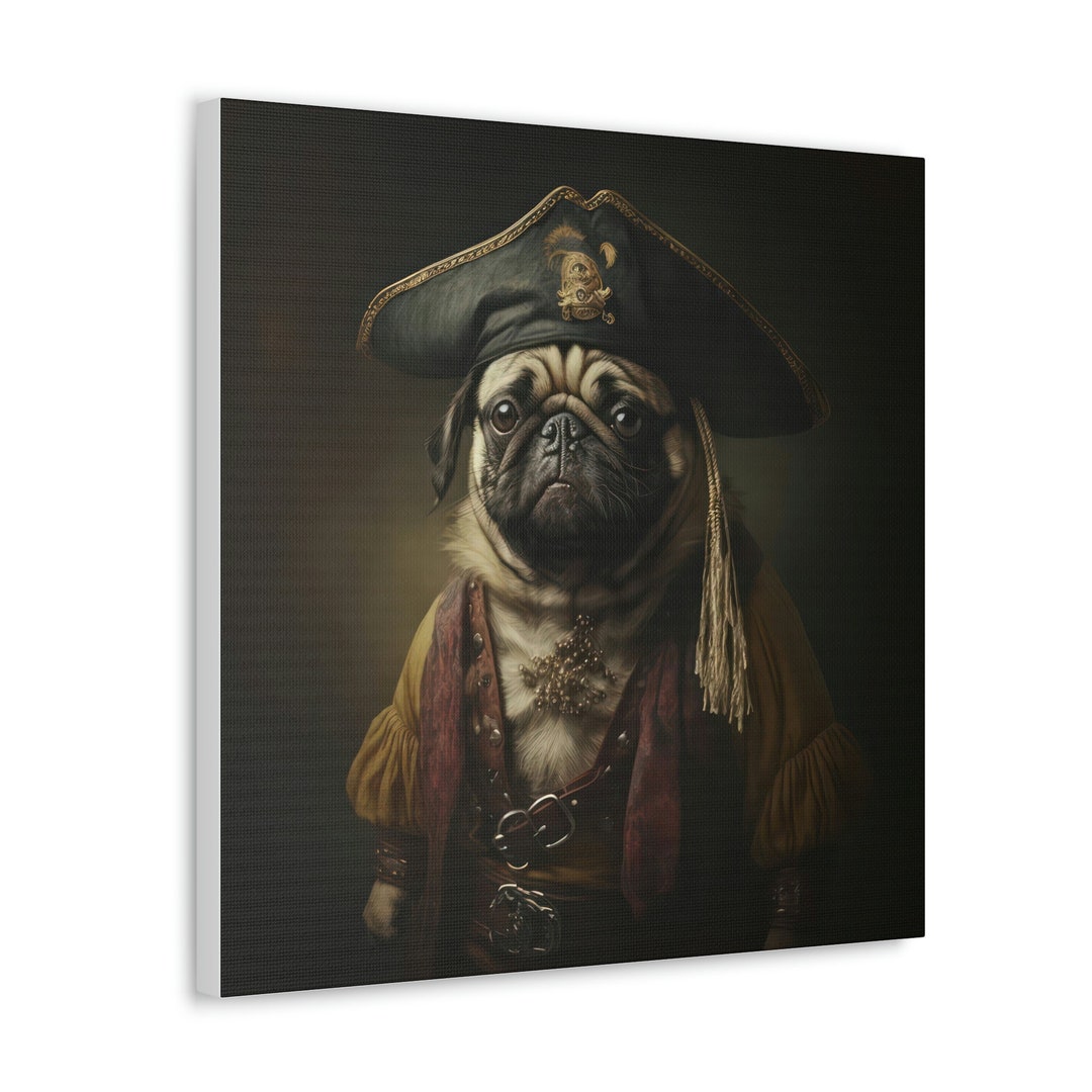 Pirate Pug Canvas Print Optional Personalization Ready to Hang Pet ...