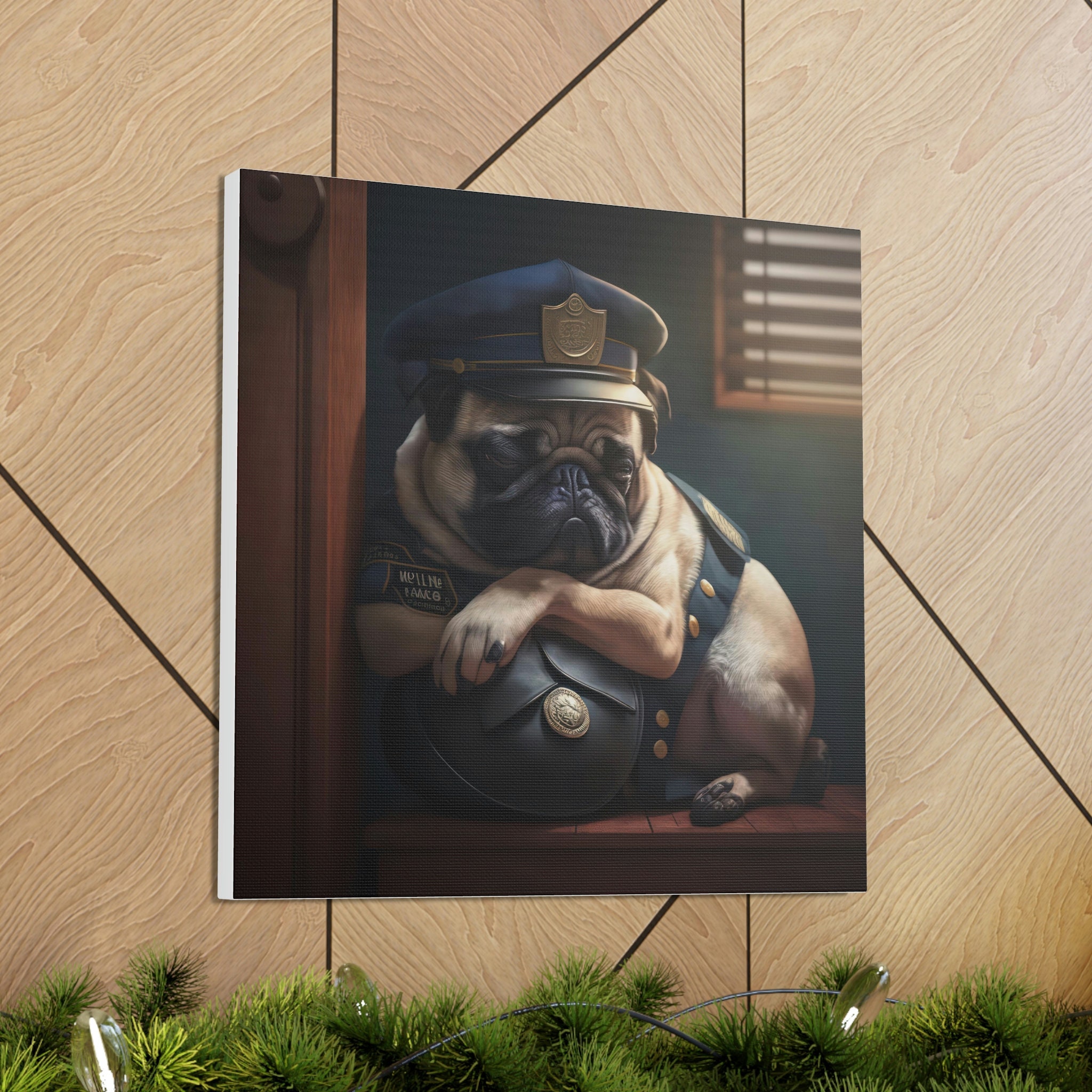 Sleepy Police Officer Pug Canvas Optional Personalization - Etsy